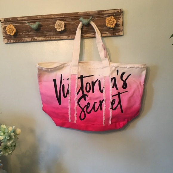 Victoria's Secret | Bags | Large Hot Pink Ombre Canvas Victorias Secret ...